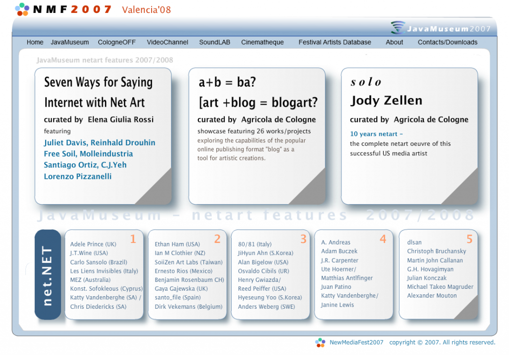 net.NET – netart features I-V – JavaMuseum